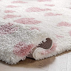 nuLOOM Olivia Heart Nursery Shag Accent Rug, 2' x 3', Pink
