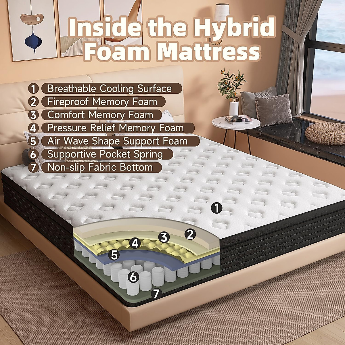 AICEHOME Twin Mattress, 14 Inch Individual Pocket Springs with Gel Memory Foam, Medium Firm Mattresses in a Box, Hybrid Twin Size Mattress with Pressure Relief