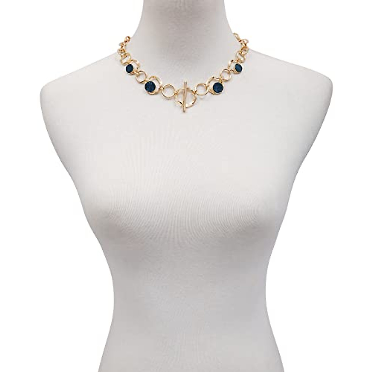 Vince Camuto 14k Gold Tone Twisted Link Necklace, Gold and Pantone Semistone