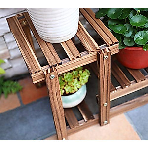 HYNAWIN Wood Plant Stands, Indoor Outdoor Plant Rack, Multi Tiers Plant Shelf Holder, Display Storage Shelves for Patio Garden Balcony Yard