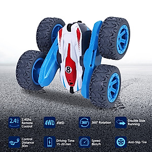 Acekid Remote Control Car for Kids, 2.4 GHz 4WD RC Stunt Car with LED Lights, Double Sided 360 Degree Flips RC Cars Toy for Boys Girls, Birthday Gift for Kids