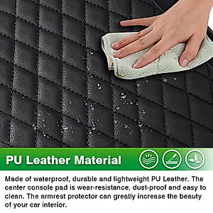 Shademax Dodge Ram 1500 Center Console Cover,Armrest Cushion Pad Cover for Dodge Ram 1500 Accessories 2019 2020 2021 2022 2023 2024, PU Leather Dodge Console Cover Anti-Scratch Black