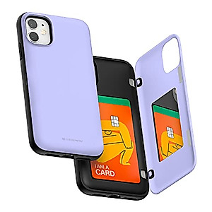 GOOSPERY iPhone 11 Case, iPhone 11 Wallet Case with Card Holder, Protective Dual Layer Bumper Phone Case - Lilac Purple