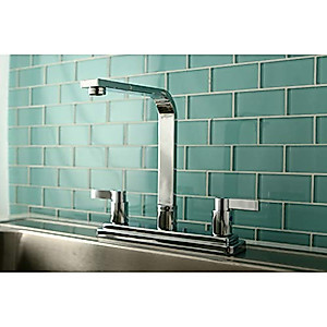 Kingston Brass KB8791NDLLS Nuvofusion Euro High Rise Spout Kitchen Faucet without Sprayer, Polished Chrome