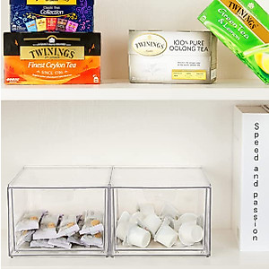 Acrylic Makeup Organizer, 4.4'' Tall Bathroom Clear Plastic Storage Bins, Set of 2