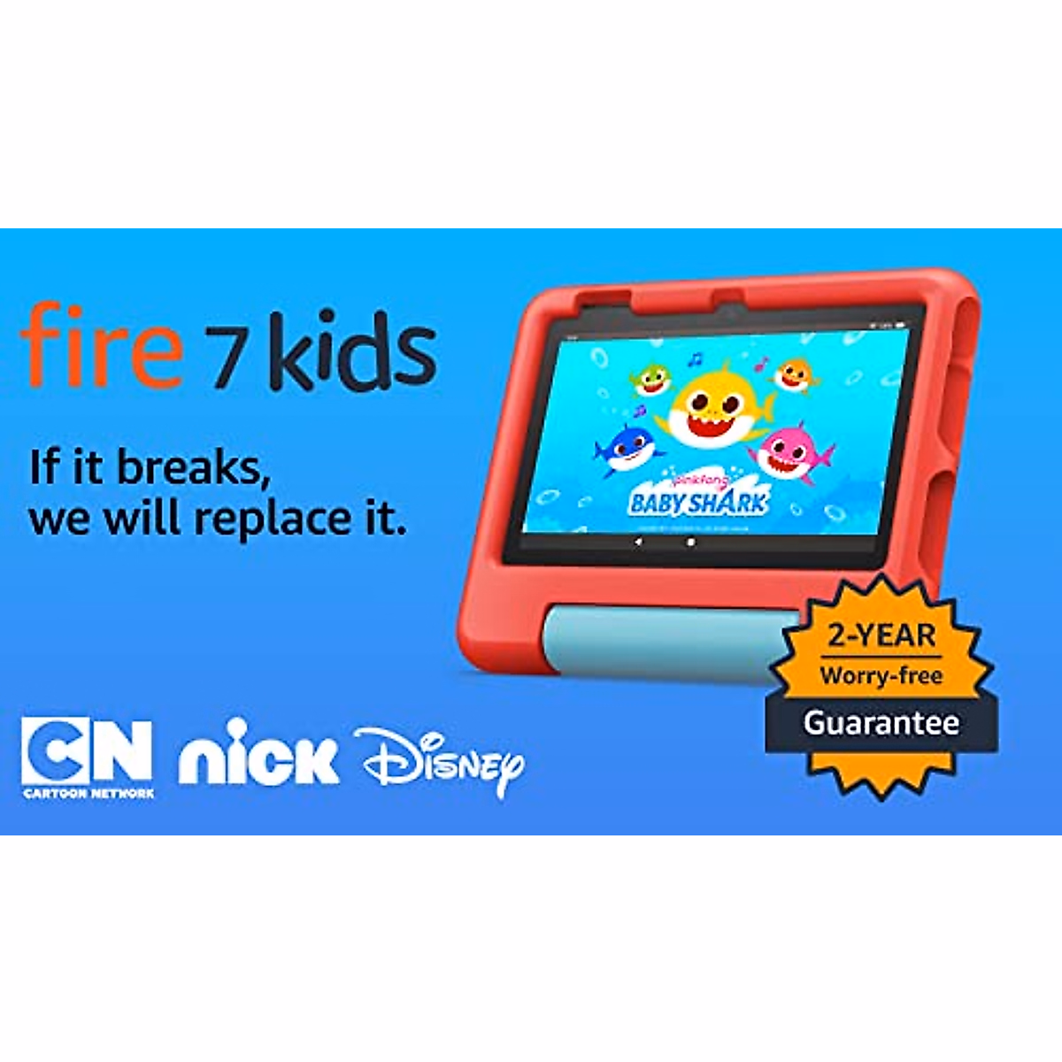 Amazon Fire 7 Kids tablet, ages 3-7. Top-selling 7" kids tablet on Amazon - 2022. Set time limits, age filters, educational goals, and more with parental controls, Red
