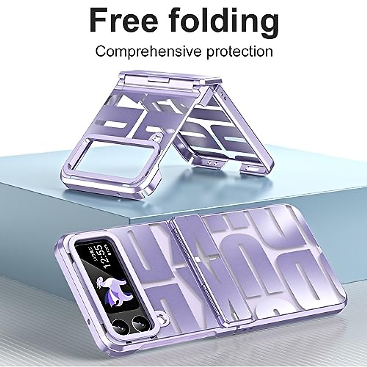 Cell Phone Case Ultra-Thin Lightweight Case Compatible with Samsung Galaxy Z Flip 3 with Hinge+Camera Lens Protector Shockproof Full Protective Rugged Cover (Electroplating) with Hard Protective Body