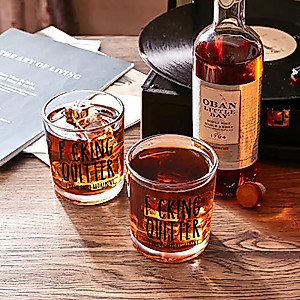 Futtumy Retirement Gift, Quitter I Mean Happy Retirement Whiskey Glass, Funny Retired Rock Glass for Men Boss Coworker Employee Husband Dad, Retirement Gift Christmas Gift Office Gift, 10oz