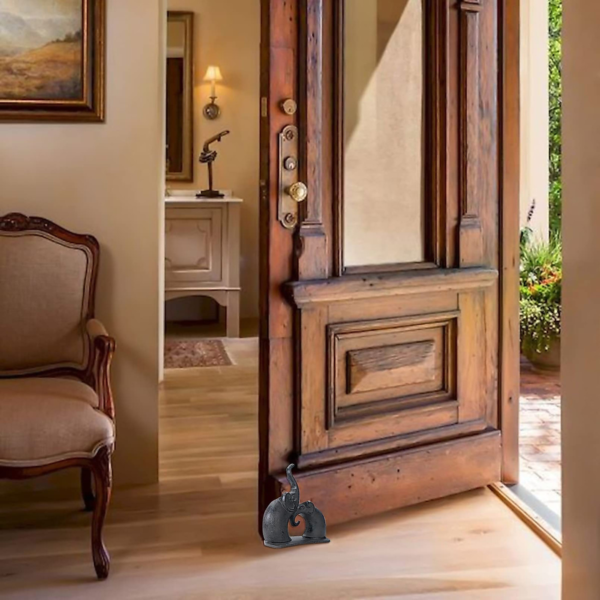 DreamsEden Cast Iron Elephant Door Stopper, Small Elephant Decorative Doorstops Metal Cute Animal Door Stop