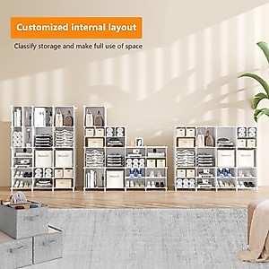 AWTATOS Cube Storage Organizer Closet Storage 12 Cube Shelves, Large and Small Cubes, DIY Portable Closet Clothes Storage Shelfs for Home, Bedroom, White