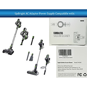 UpBright 26.5V AC/DC Adapter Compatible with TOPPIN TPVC001 S1 TPVC002 S2 22.2V 2200mAh 22.2VDC 250W 150W Lithium Li-ion Battery Cordless Stick Vacuum Cleaner 26.5VDC 500mA 550mA Power Supply Charger
