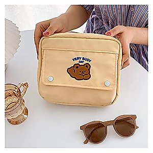 QIAONAI XA98 Korea Fashion Bear Cosmetic Cases Cute Student Storage Pencil Bag Case Holder Large Capacity Home Storage Case Pencil Bag Large Storage (Color : Beige)
