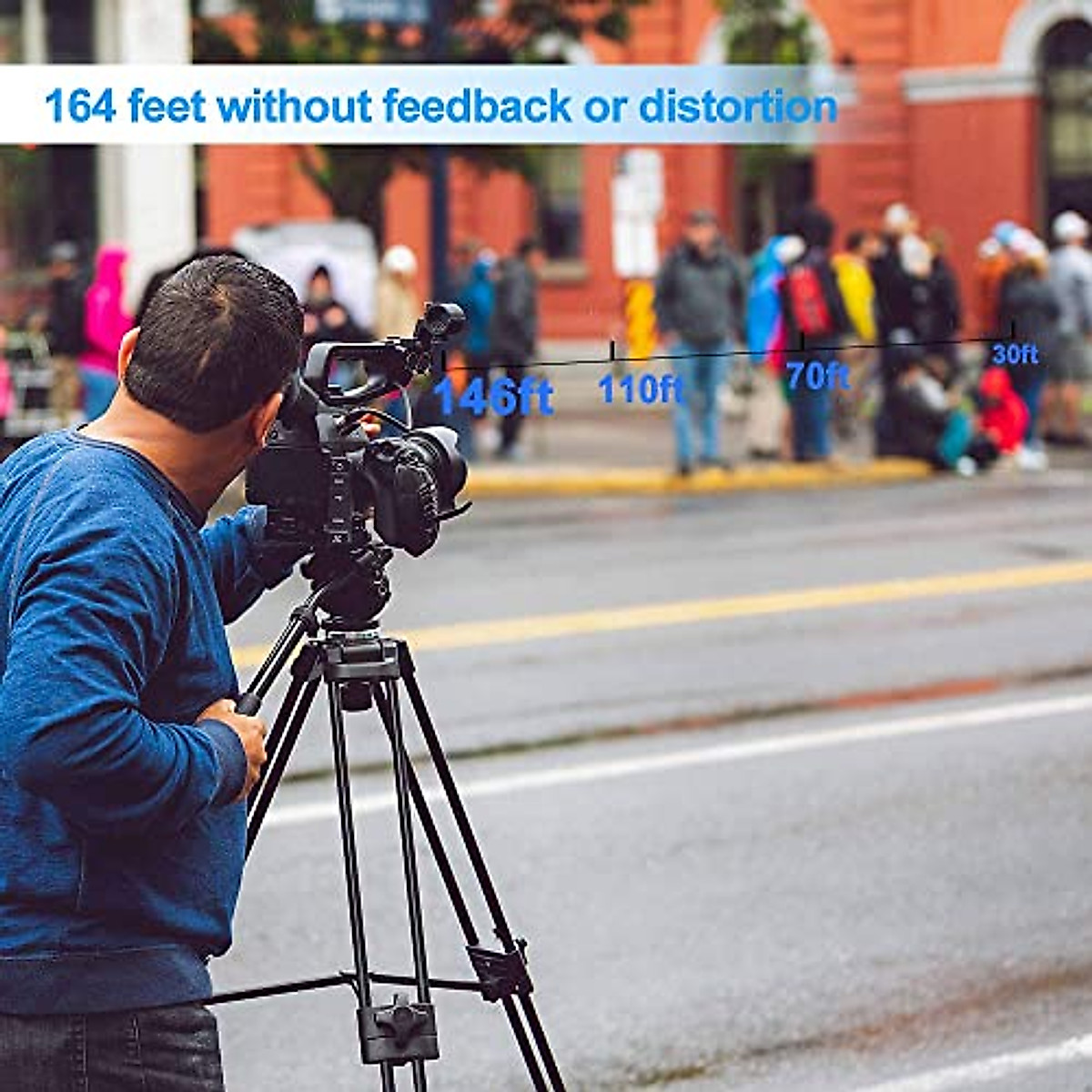 Wireless Lavalier Lapel Microphone System/Headset Mic/Interview Mic，for iPhone, Android Smartphones, PA Speaker, Teaching, DSLR Camera and Tablets (164 Ft Range)