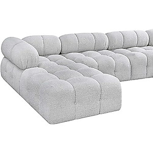 Meridian Furniture 611Grey-Sec8B Ames Collection Modern | Contemporary Modular Sectional with Rich Grey Boucle Fabric, Modular to Create Infinite Configurations, 204" W x 68" D x 28" H, Grey
