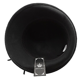 Bellady Women's Elegant Flower Wool Cloche Bucket Bowler Hat, Black