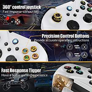 Gamrombo 2 Pack Wireless Controller Replacement for Xbox One, Compatible with Xbox Series X/S, Xbox One X/S Console, Android/iOS/PC Windows, with Dual Vibration & 6-Axis Gyro Sensor/Headphone Jack/Turbo & Marco Funtion (White+Black)