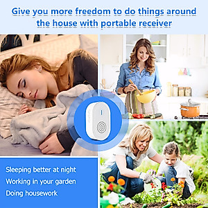 CallToU Portable Bed Alarm Caregiver Pager and Fall Prevention for Elderly Monitoring Dementia Patients Seniors Home, 2 Receiver 2 Magnetic Motion Detectors