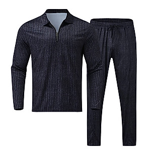 Men's Tracksuit 2 Piece Hooded Athletic Sweatsuits Hooded Jumpsuit Full Zip Rompers Overalls Lightweight Tracksuit with Pockets Athletic Comfy Sets Jogging Sports Jacket and Pants A725 Black