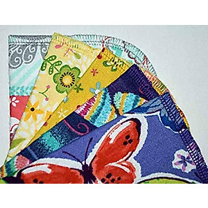 2 Ply Printed Flannel 8x8 Inches Set of 5 Little Wipes Butterfly Kisses