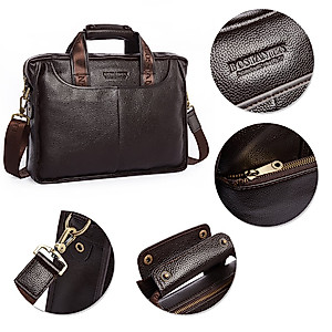BOSTANTEN Leather Briefcase Handbag Messenger Business Bags for Men Brown