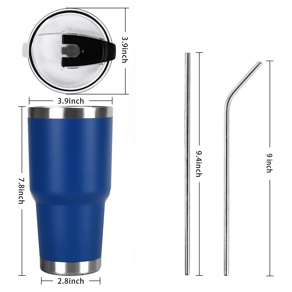 SYACOT 30oz Tumbler Double Wall Stainless Steel Vacuum Insulated Travel Mug with Splash-Proof Lid Metal Straw and Brush