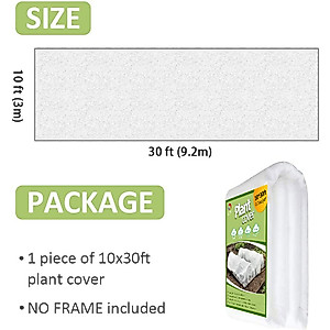 Plant Covers Freeze Protection,10Ft x 30Ft 1.0 oz/yd² Reusable Floating Row Cover, Freeze Protection Plant Blankets for Cold Weather (Support Hoops Not Included)