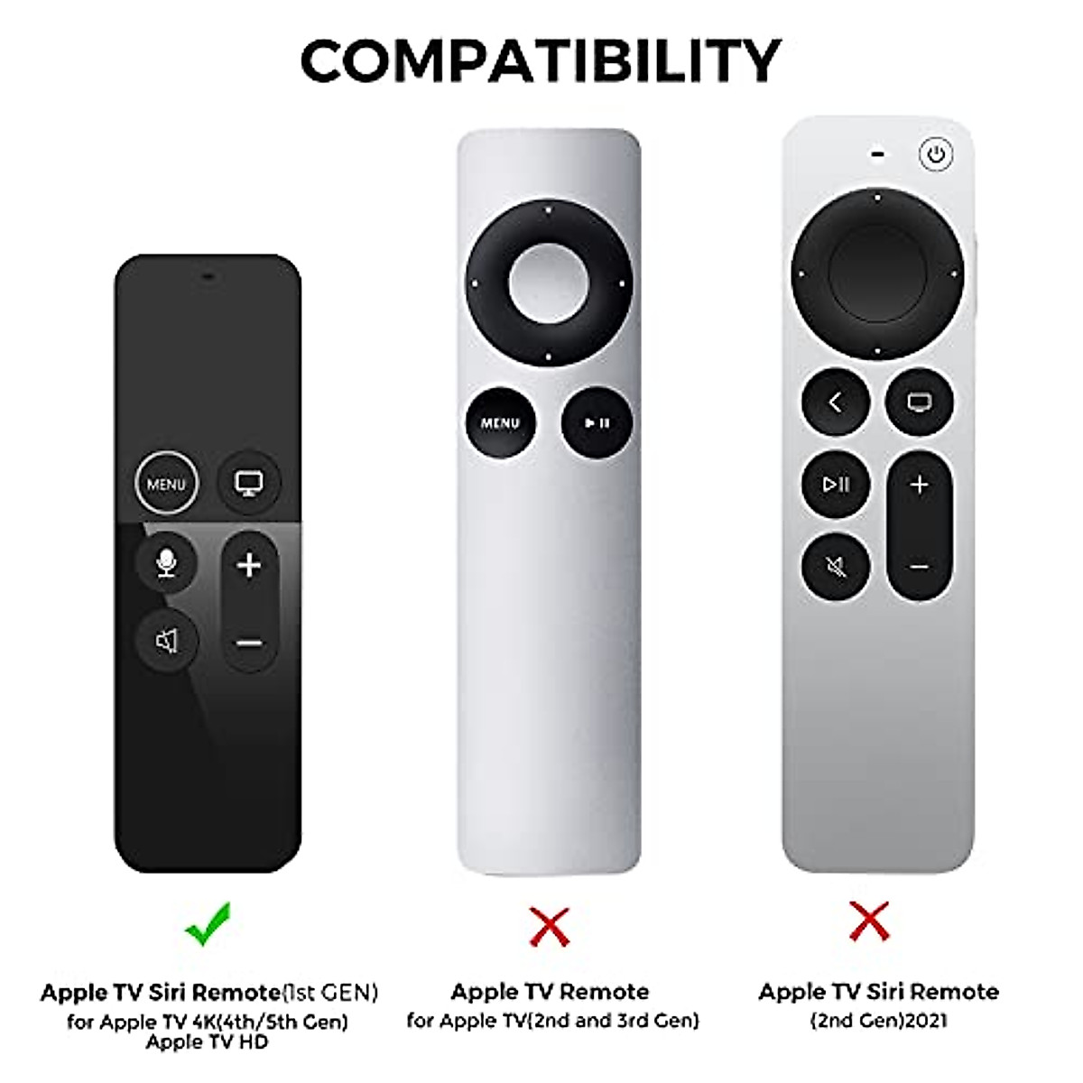 AhaStyle Protective Case for Apple TV Remote with AirTag Holder, Anti Slip Silicone Cover Compatible with 2017 Apple TV 4K [1st Generation] and 2016 Apple TV HD (Black)