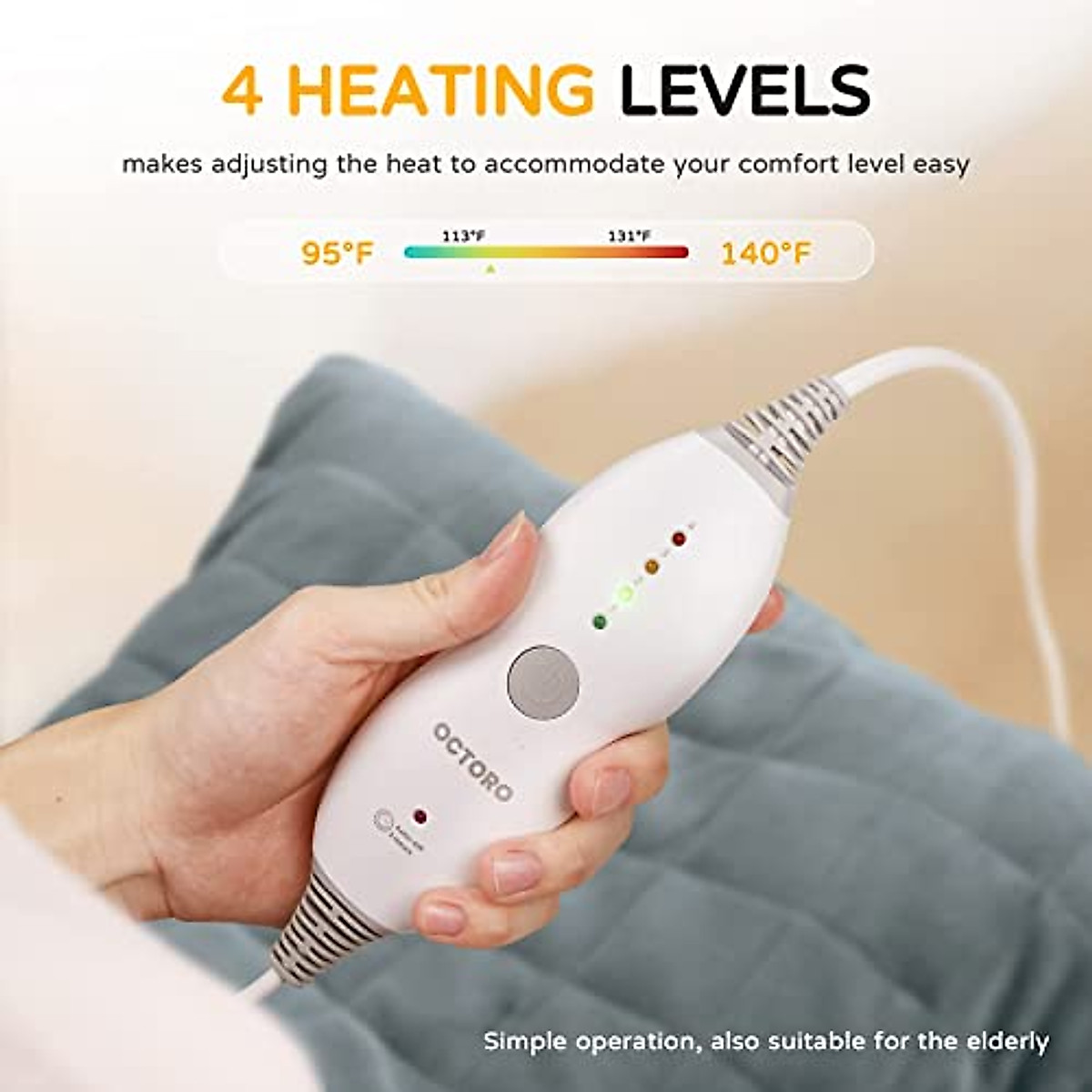 Weighted Heating Pad for Back Pain Relief, 2.2lb Large Electric Heating Pads for Cramps Neck Shoulder, 4 Heating Levels with Auto Shut Off, Fast Heating Dry& Moist Therapy Options Washable 12"x24"