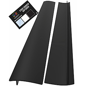 Linda’s Essentials Silicone Stove Gap Covers (2 Pack), Heat Resistant Oven Gap Filler Seals Gaps Between Stovetop and Counter, Easy to Clean Stove Gap Guard (25 Inches, Black)