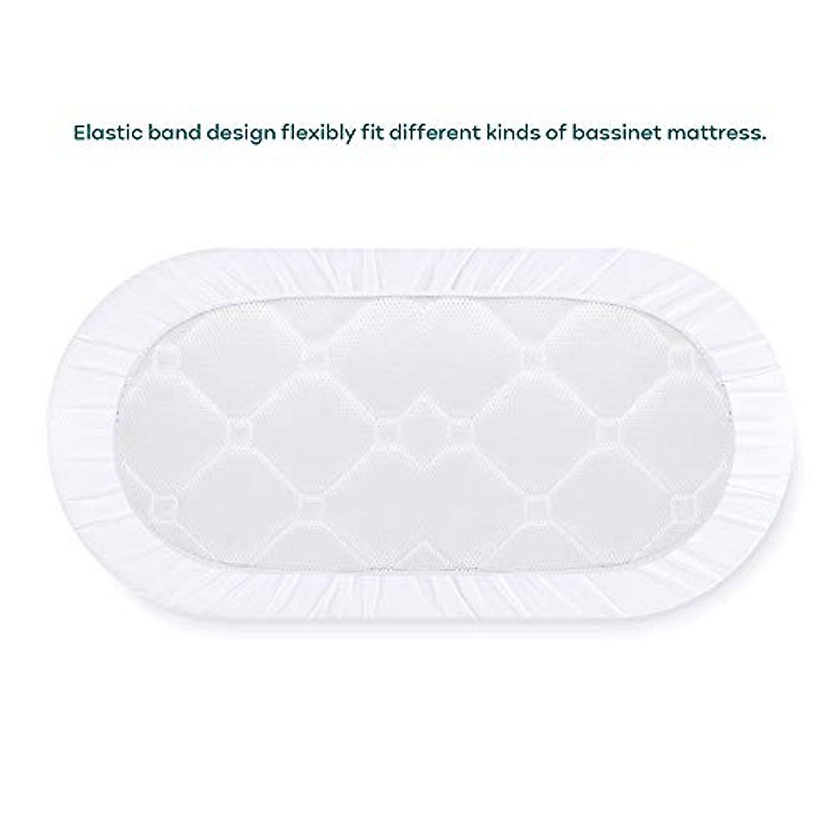 Yoofoss Waterproof Bassinet Mattress Pad Cover 2 Pack Fit for Hourglass/Oval Bassinet Mattress, Baby Bassinet Mattress Protector for Boys and Girls 32X16in