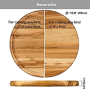 B.Brown Wood Round Cutting Board 13.5 inches Medium Cutting Board