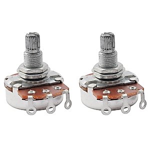 MusiclilyFull Size A500K Guitar Potentiometers Long Split Shaft Pots for Fender Stratocaster Telecaster Les Paul LP Electric Guitar Bass (Pack of 2)