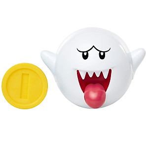 Super Mario Action Figure 4 Inch Boo Collectible Toy with Coin Accessory
