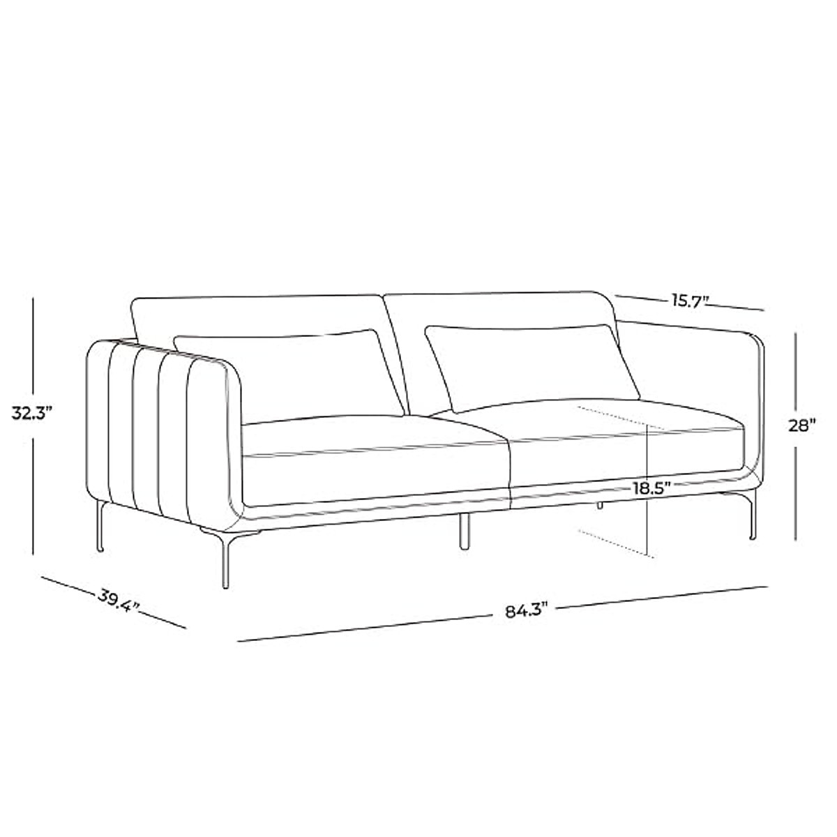 KISLOT 84 Inch Velvet Sofa Upholstered Modern Couch 3-Seat for Living Room, 85'', Ochre Brown