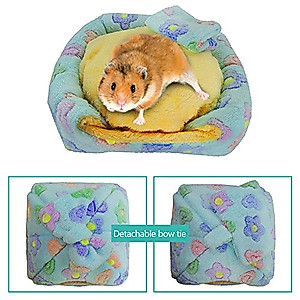HOMEYA Small Animal Pet Bed, Sleeping House Habitat Nest for Guinea Pig Hamster Hedgehog Rat Chinchilla Hideout Bedding Snuggle Sack Cuddle Cup Cage Accessories with Removable Washable Mat(Blue)