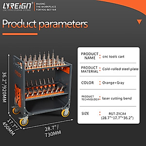 LYREIGN CNC Tool Holder Transfer Cart, Utility Carts Tool Organizers Storage Rack, CNC Trolley is Suitable for Warehouses Mechanic Factory Garage
