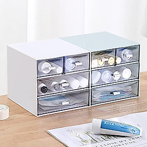 Comix Desk Organizer with Drawer, Desk Storage Box with 4 drawers, Plastic Office Stationery Supplies Organizers, Desktop Organizer for Office School Home (White)