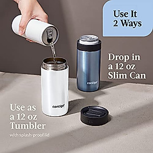 Contigo River North Stainless Steel 2-in-1 Slim Can Cooler and Tumbler with Splash-Proof Lid