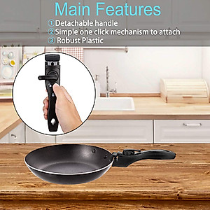 HAOHIZE Removable Handle Black, Detachable Removable Pan Handle,Universal Pot Handle Replacement,Frying Pan Universal Removable Handle Pan Bing Suitable for All Cookware Black