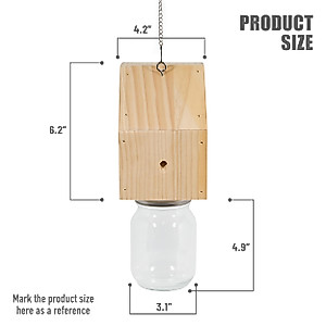 GRTRE 4 Pack Wood Carpenter Bee Trap for Outside - Wood Boring Bee Trap - Best Bee Trap - Nature Pentroof Style Carpenter Bee Traps Outdoor Hanging - Insect Traps Removes Carpenter bee