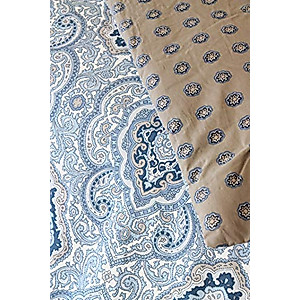 City Scene Duvet Cover Set Reversible Cotton Bedding with Matching Shams, All Season Home Decor, Twin, Milan Blue