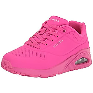 Skechers womens Skecher Street Women's Uno - Night Shades Sneaker, Pink Hot Pink Durabuck Htpk, 9 US