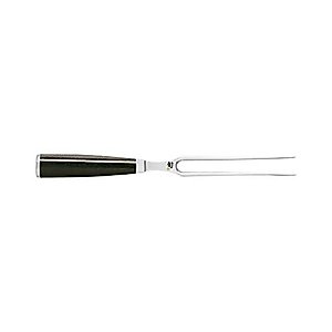 Shun Cutlery Classic 6.5-Inch Stainless Steel Two-Pronged Fork Handcrafted Essential Kitchen Tool Holds Place While Slicing or Carving and Assists in Serving Food, DM0709, 6.5 Inch, Black