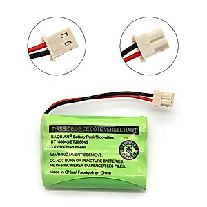 BAOBIAN BT188645/BT288645 Battery Pack 3.6V 900mAh Ni-MH Compatible with VTech VM312 VM3251 VM3252 VM3261 Motorola MBP481 MBP482 MBP483 Digital Video Baby Monitor