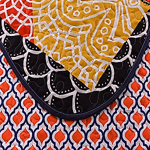 LAMEJOR Quilt Set Queen Size Boho 3-Piece Bedspread Coverlet Set Lightweight Mandala Pattern Reversible Microfiber Multicolor