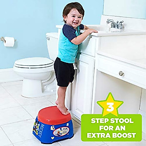 Disney's Mickey Mouse "Fun Starts Here" 3-in-1 Potty Training System for Toilet Training Kids, Multi-Stage Potty Training - Floor Potty, Detachable Potty Ring, Step Stool|Toilet Seat for Kids&Toddlers
