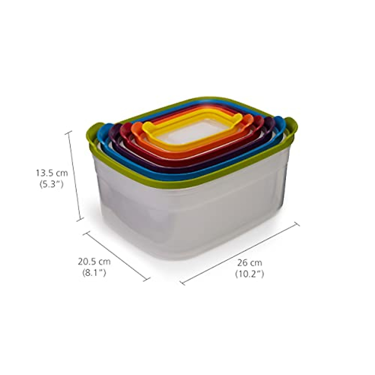 Joseph Joseph Nest Plastic Food Storage Containers Set with Lids Airtight Microwave Safe, 12-Piece, Multi-color