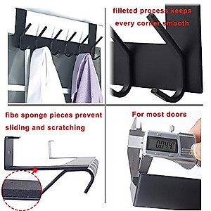 Dseap Over The Door Hook Hanger - 6 Hooks Over Door Coat Rack for Hanging Clothes Hat Towel, Black