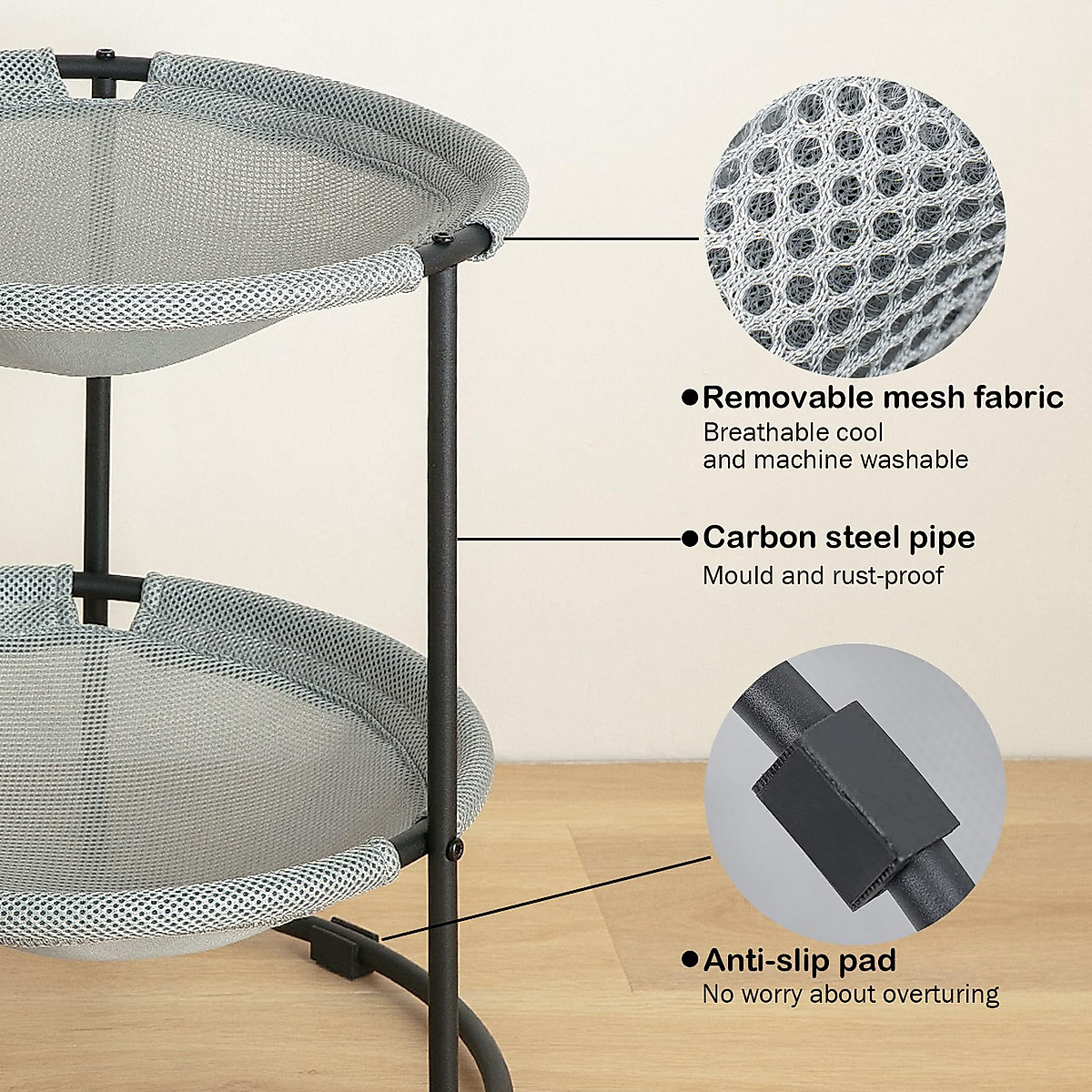 Double Cat Bed,Cat Beds for Indoor Cats, 2 Layers Elevated Cat Beds, Breathable Cat Beds & Furniture,18 x 16.5 x 16.5 Inch Outdoor Cat Bed