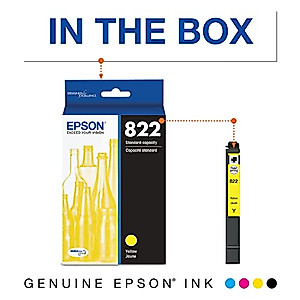Epson T822 DURABrite Ultra Ink Standard Capacity Yellow Cartridge (T822420-S) for Select Workforce Pro Printers